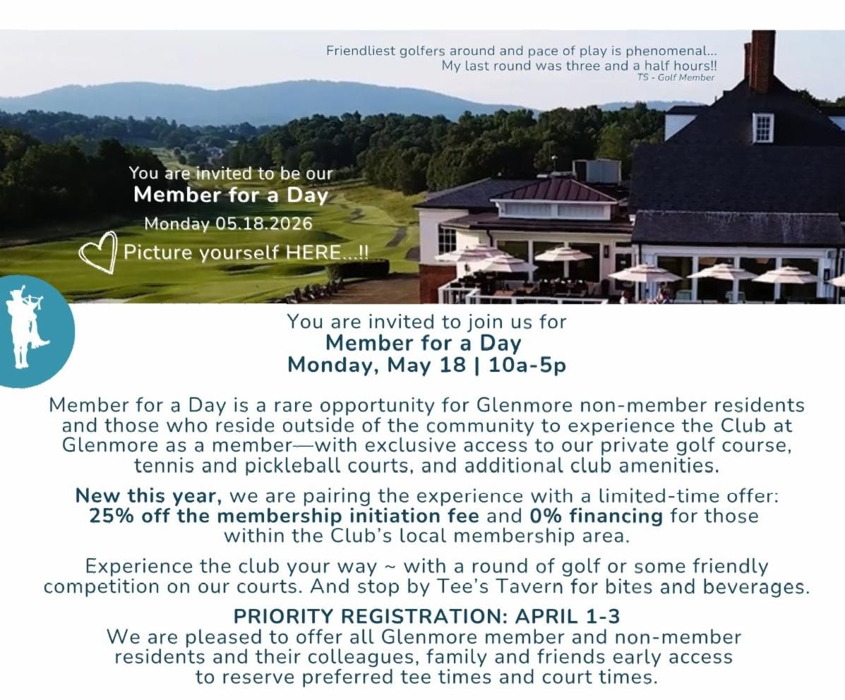 Glenmore Club-Member for a day open for all Glenmore residence