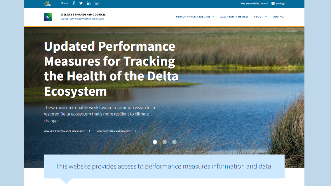 Delta Plan Performance Measure Dashboard Updates