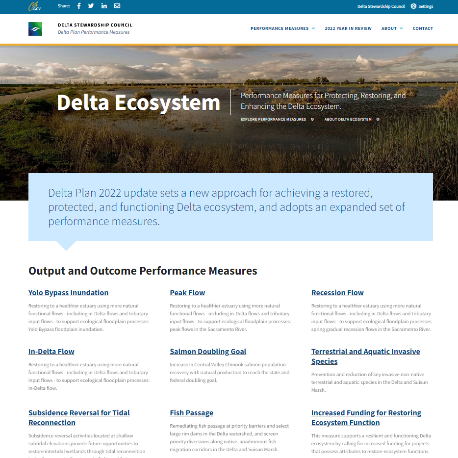 Delta Plan Performance Measure Dashboard Updates