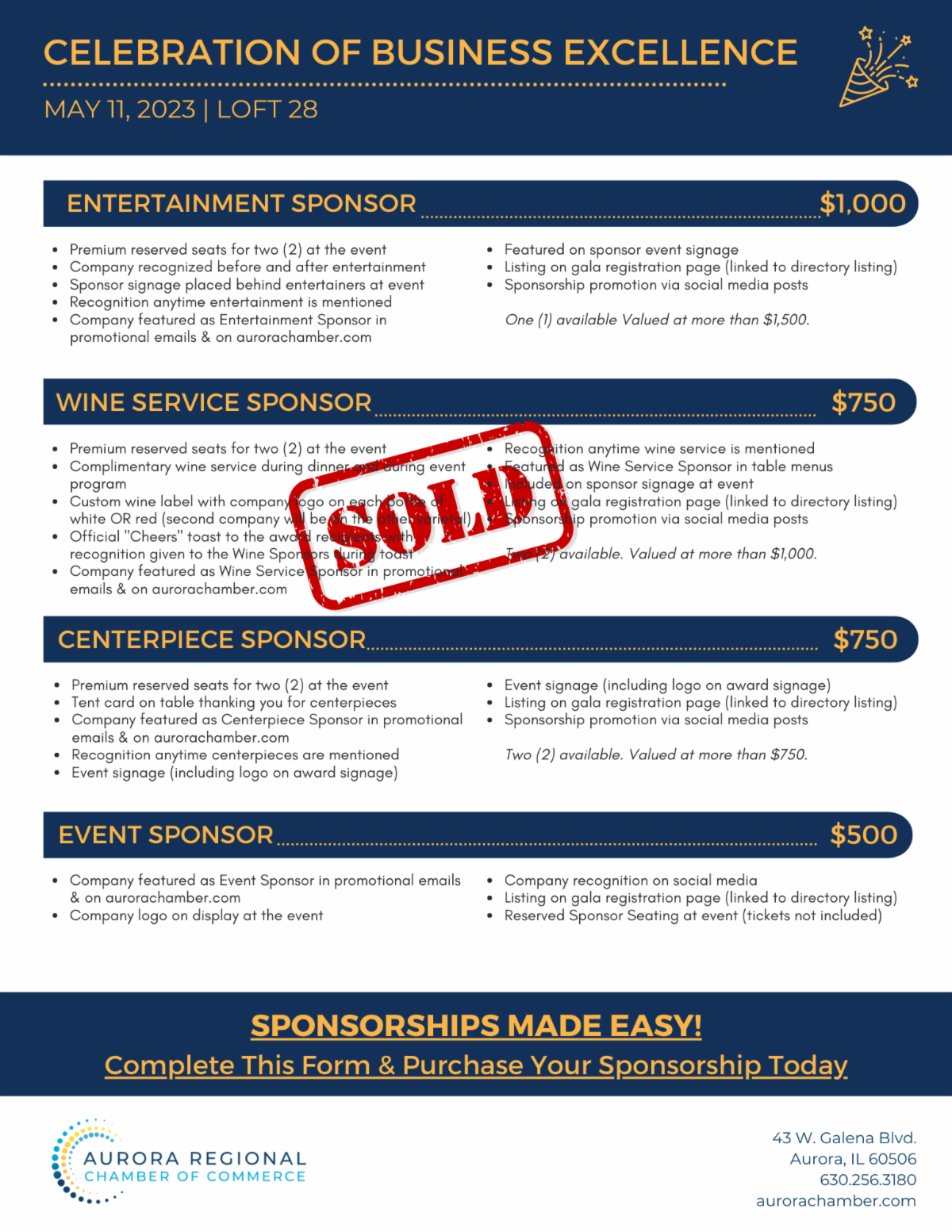 LAST CALL - Be a Sponsor to the Celebration of Business Excellence