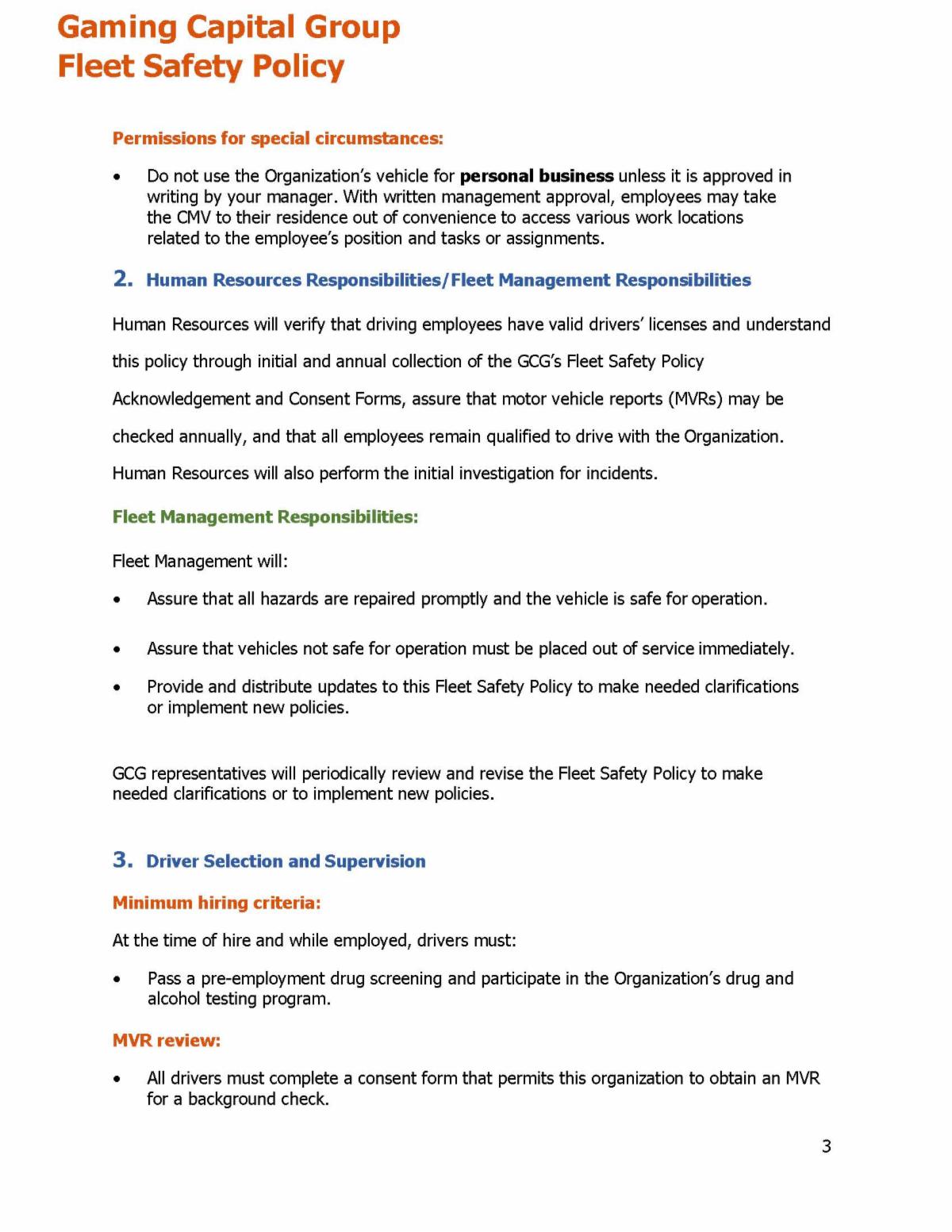 GCG Fleet Safety Policy 2023