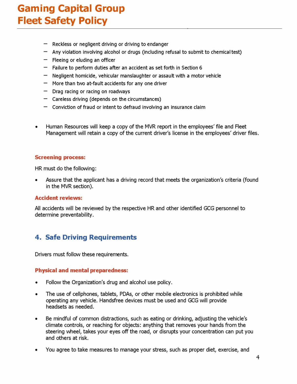 GCG Fleet Safety Policy 2022