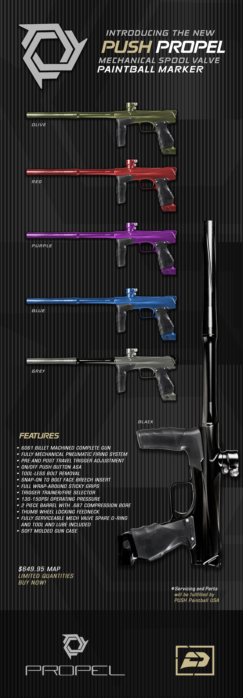 Introducing the New Push Propel Mechanical Spool Valve Paintball Marker