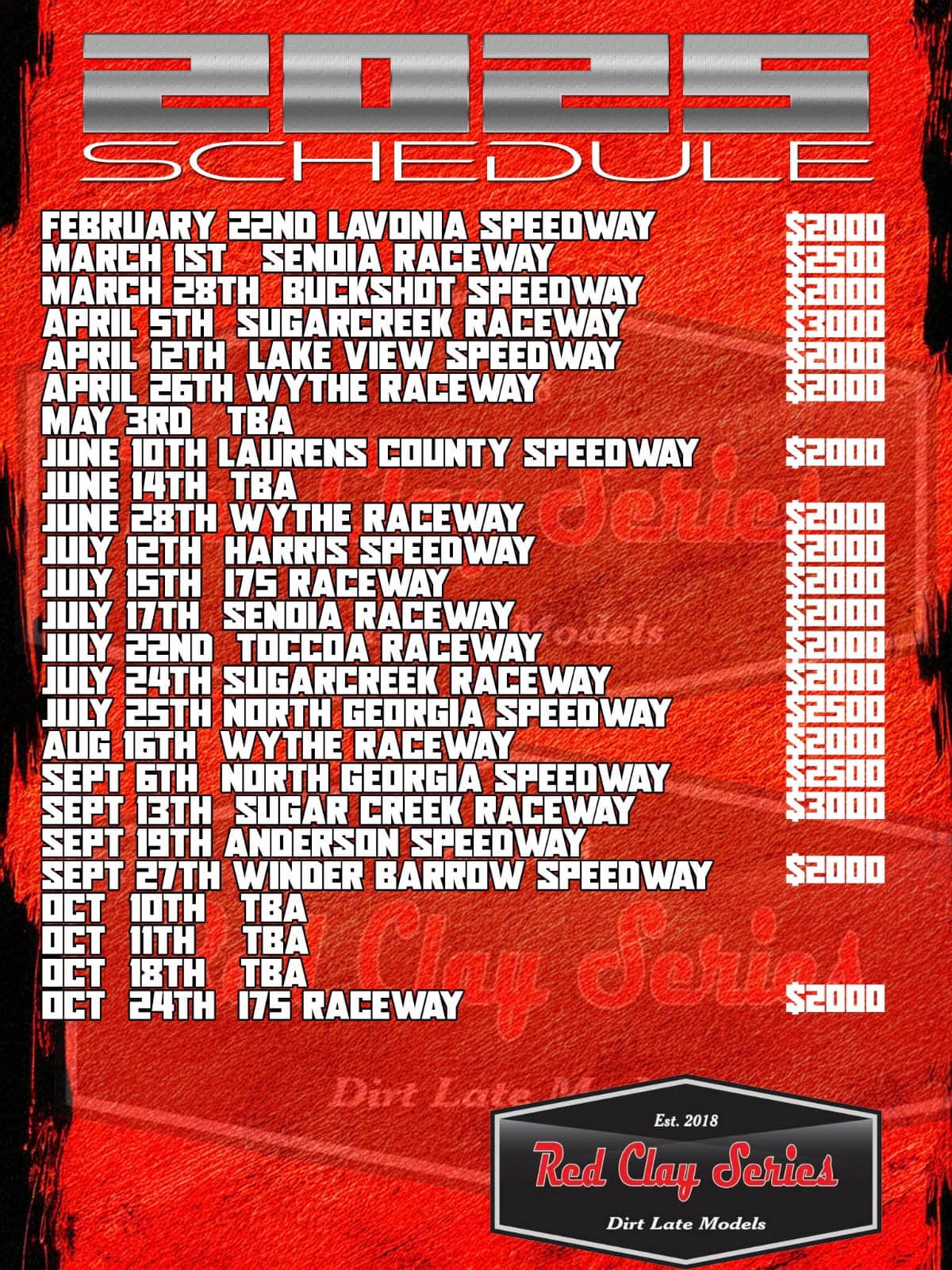 Red Clay 602 Late Model Series Releases 2025 Schedule, Tire Rule ...