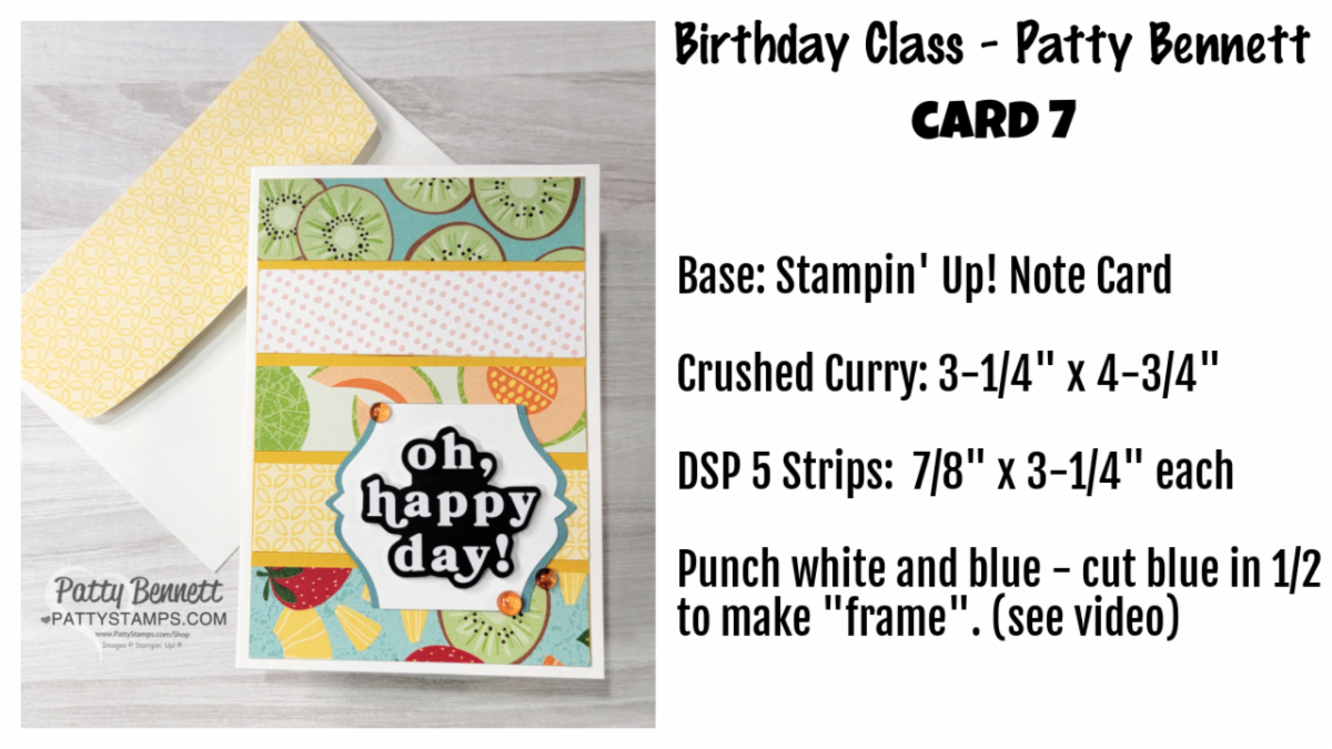 Birthday Card Class Video Tutorials & Dimensions