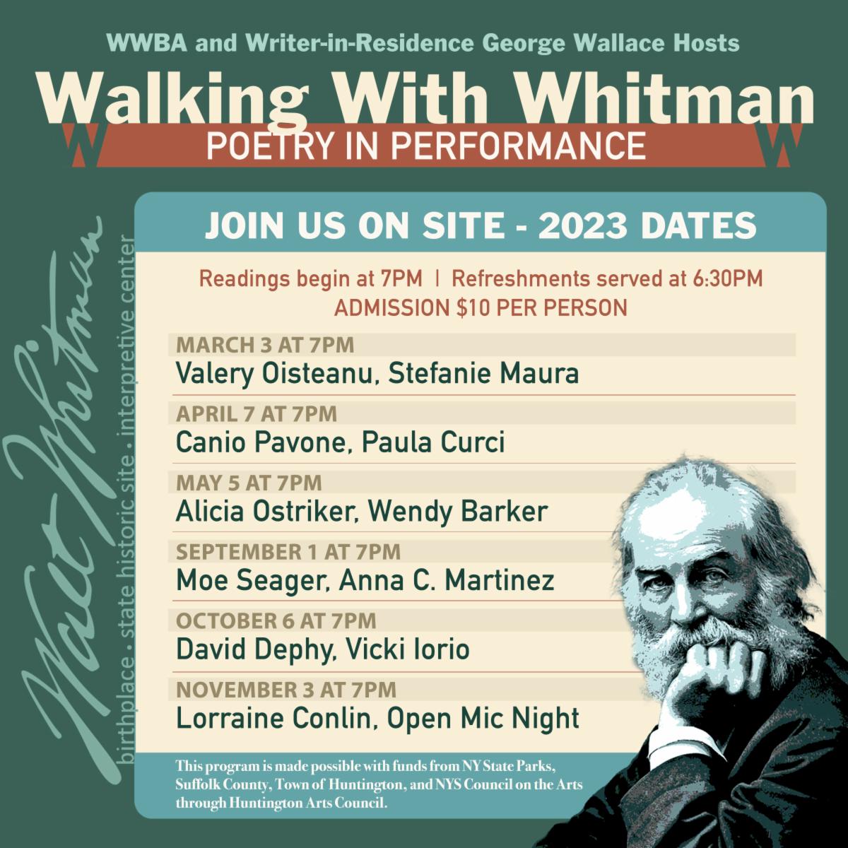 2023 Walking With Whitman Series Schedule