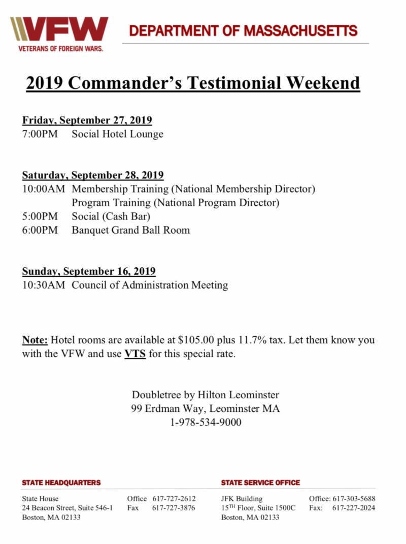 VFW Massachusetts Communications & General Orders # 3