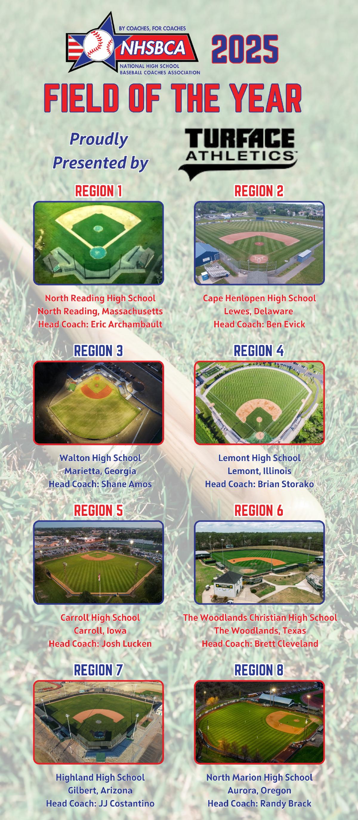 NHSBCA 2025 Regional Fields of the Year Sponsored By Turface