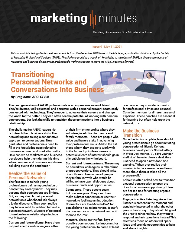 Transitioning Personal Networks and Conversations Into Business