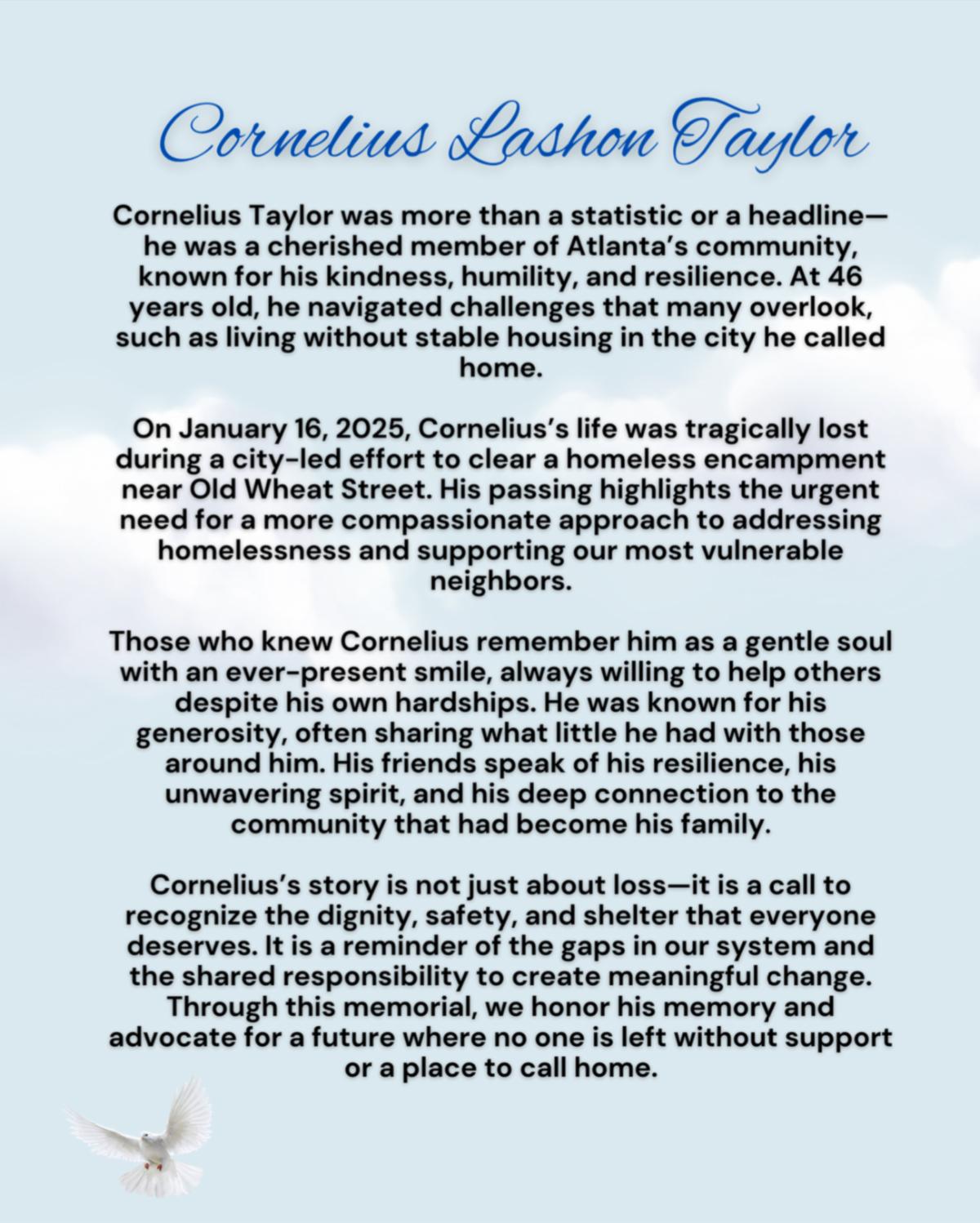 Family of Cornelius Taylor Calls on Atlantans to Join Funeral ...