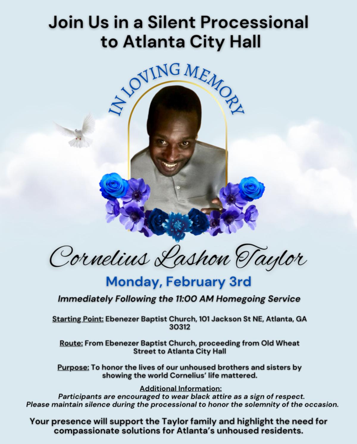 Family of Cornelius Taylor Calls on Atlantans to Join Funeral ...