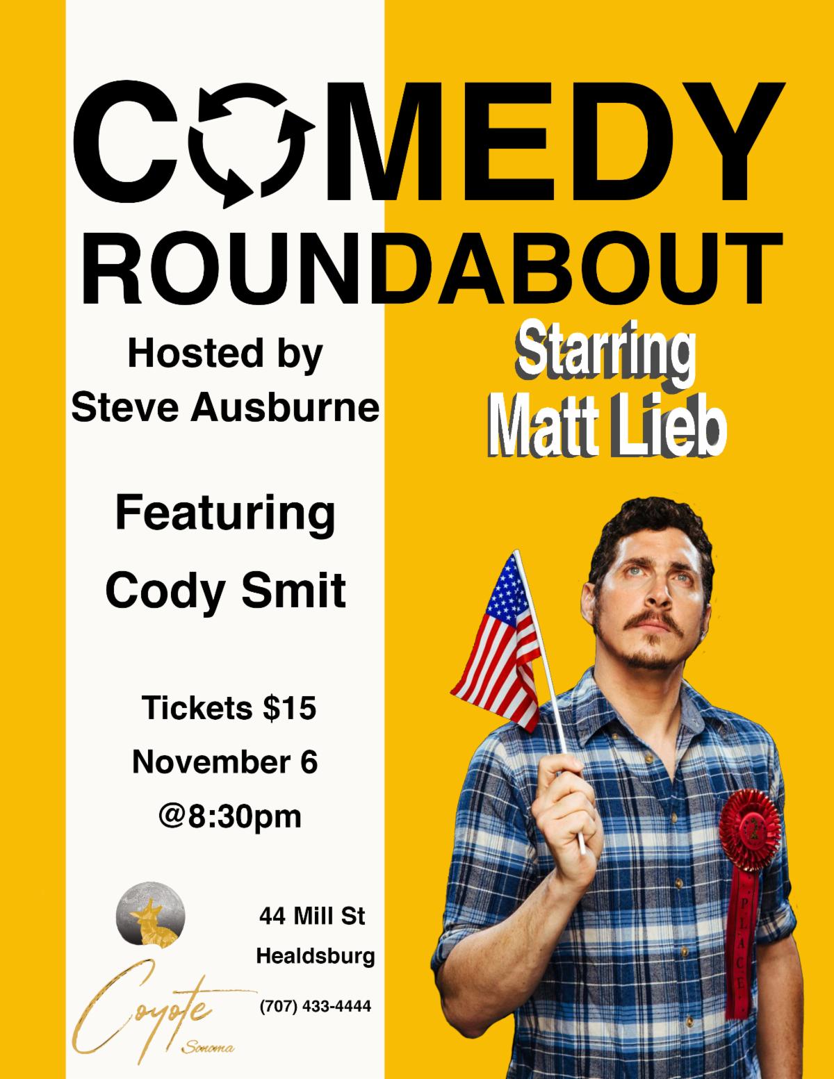 Comedy Comes Back To Healdsburg This Friday, 11/6