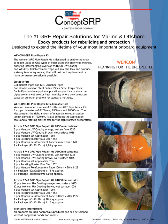 Wencon 1st Aid Kit for GRE/GRP Piping, Scrubber systems, Ballast water ...