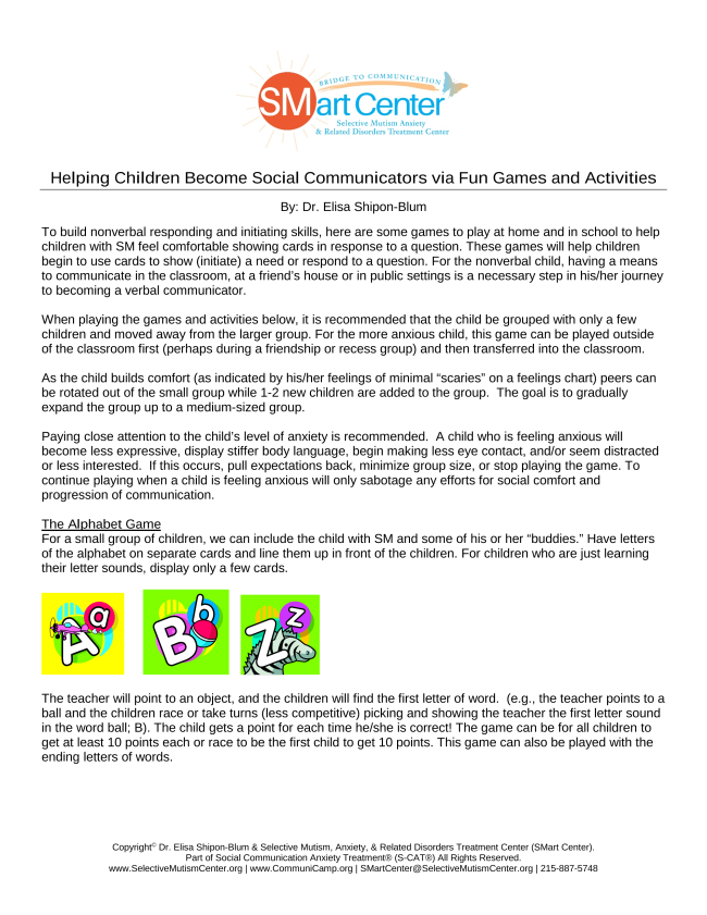 4 Fun Games to Help Children with Selective Mutism Become Social ...
