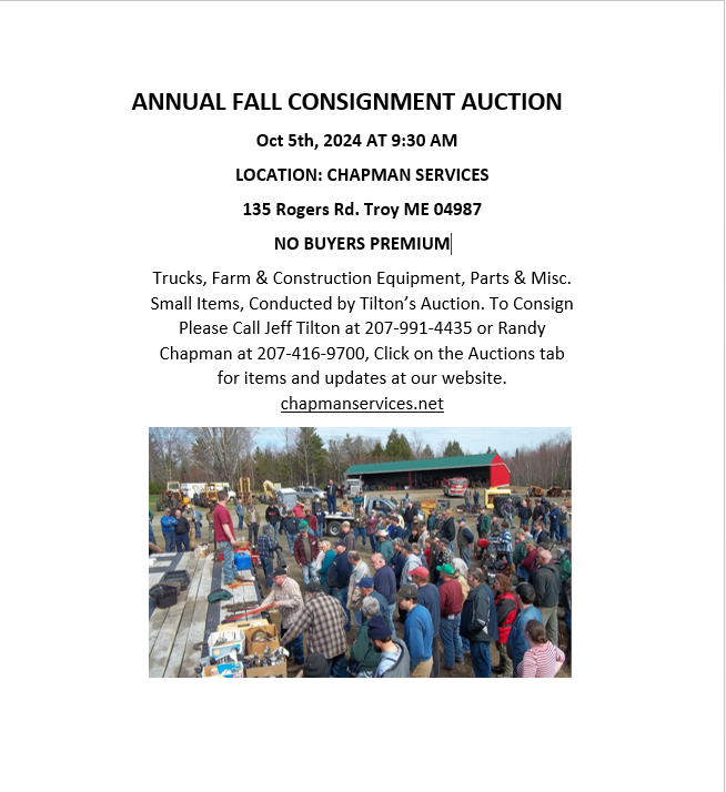 Chapman Services Annual Fall Consignment Auction 10-5-24