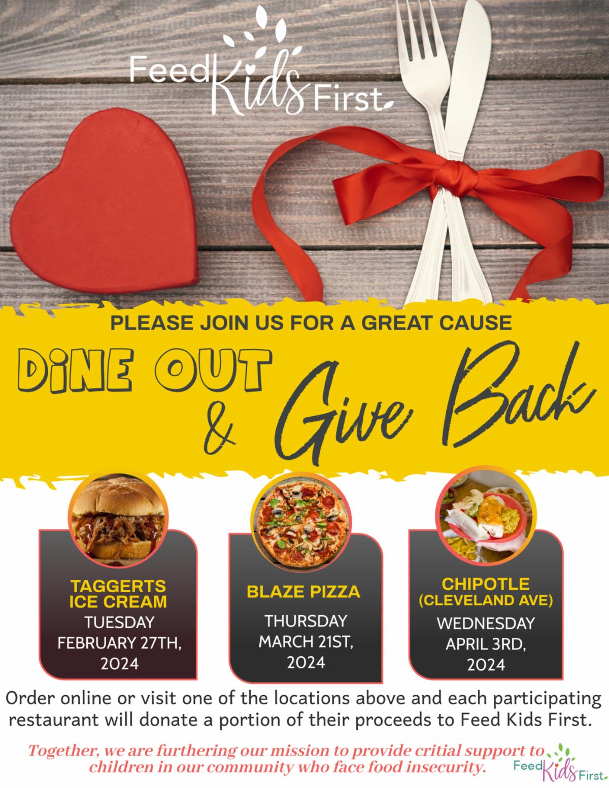 Dine Out & Give Back Fundraiser Events