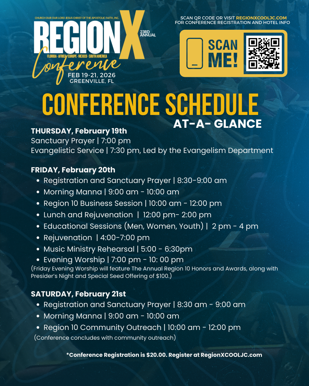 Region 10 2026 - Schedule and Hotel Info