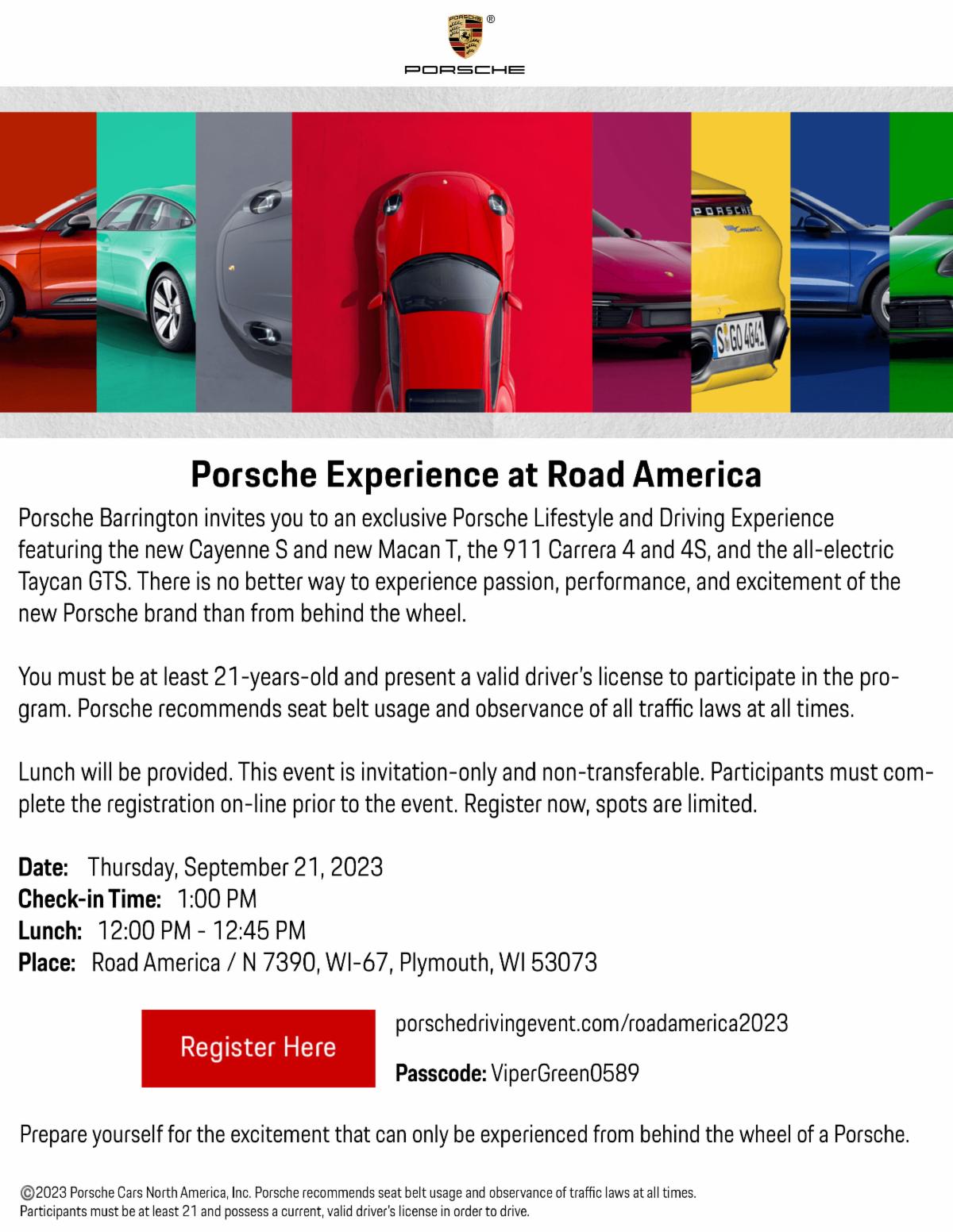 Your Exclusive Invitation from Porsche Barrington