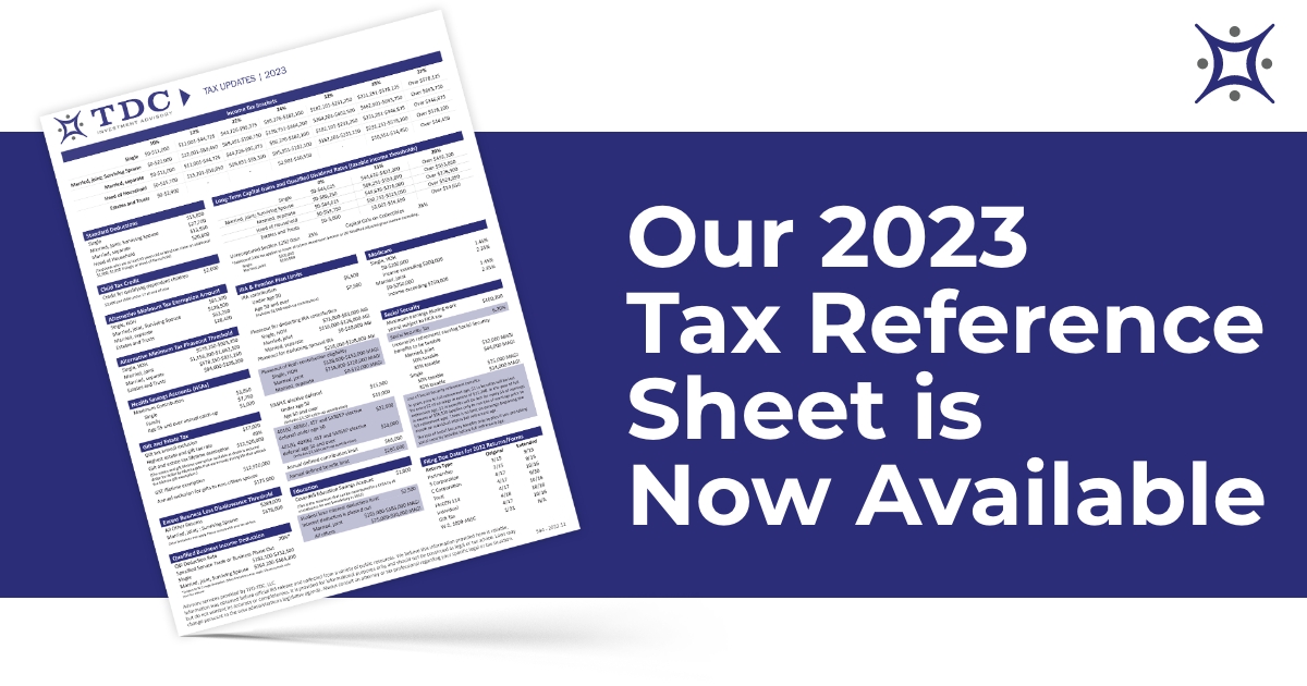 The 2023 TDC Tax Reference Sheet Is Now Available