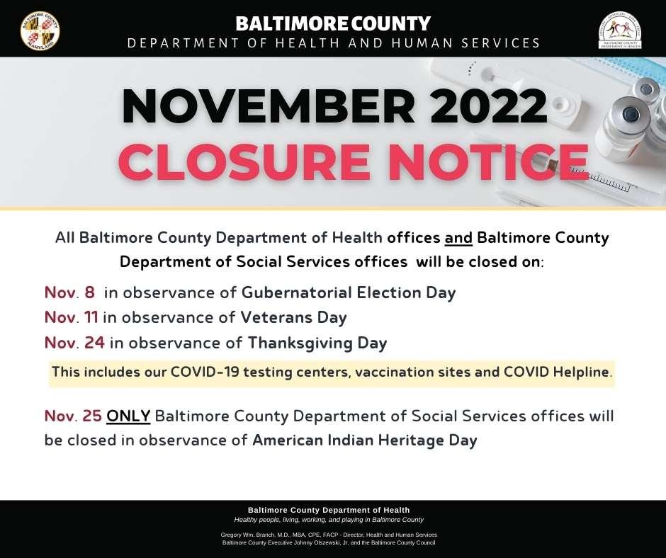What's new this November from Baltimore County HHS
