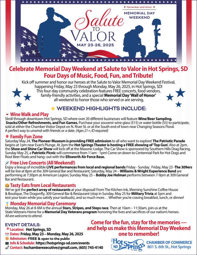 Salute to Valor--Memorial Day Weekend