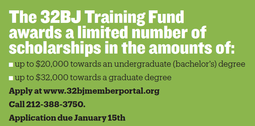 32BJ Training Fund: Apply for the 32BJ Training Fund Scholarship today!