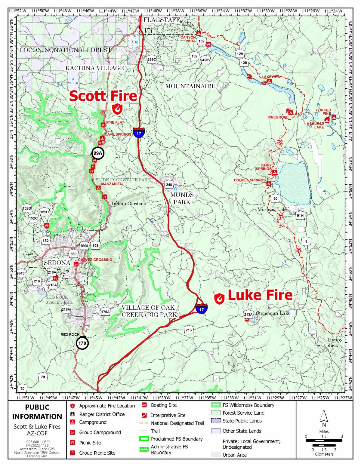 NEWS RELEASE: Area of 80-acre Scott Fire closed; Luke Fire at 9 acres