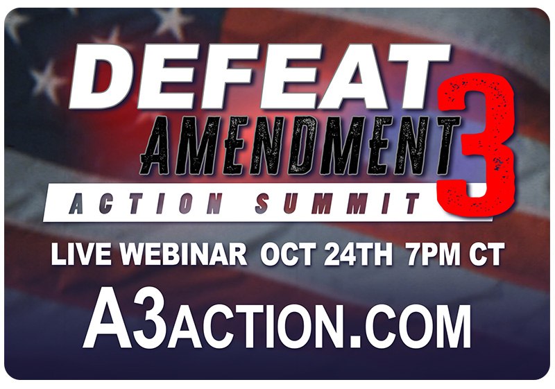 1 Hour to Go! Defeat Amendment 3 Action Summit Starts at 7 p.m.