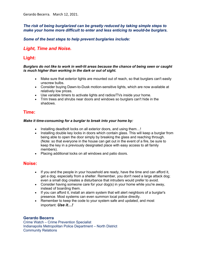 Monthly Crime Watch Update - July 2023