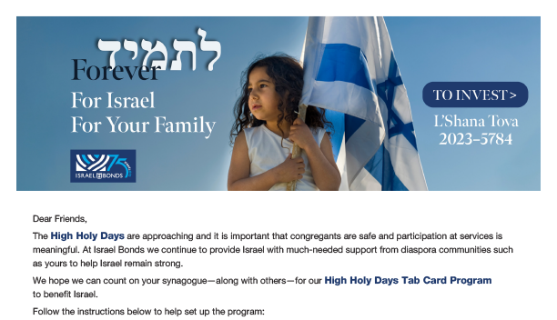 High Holy Days Tab Cards Available Now--Response Requested--Revised Form