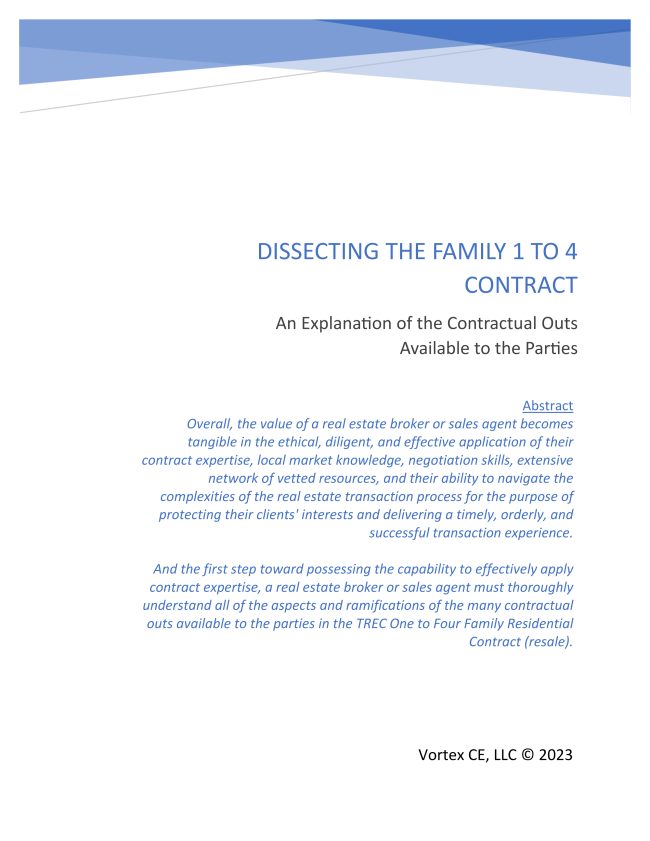 Dissecting the One to Four Family Contract