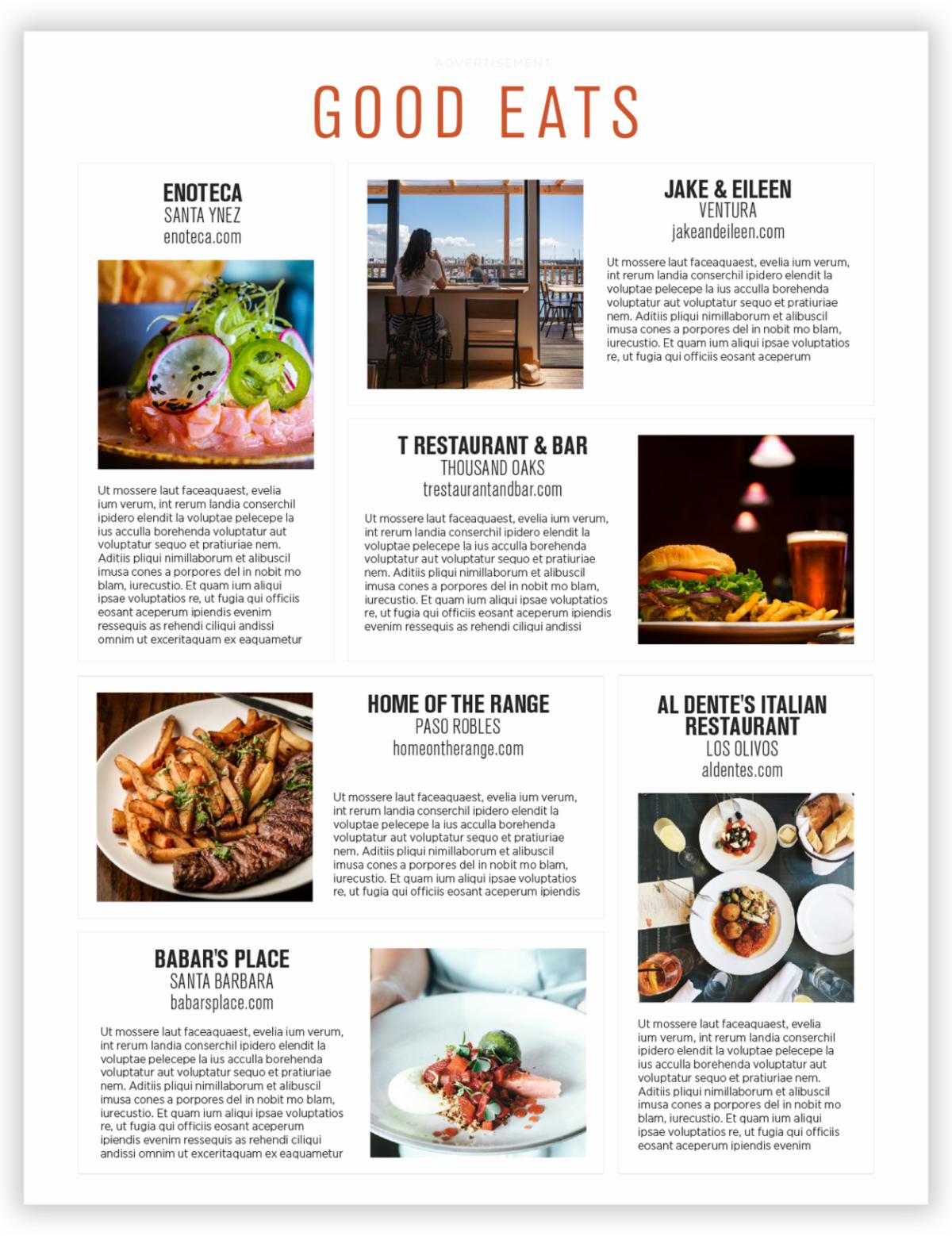Last Call for 805 Living's March Restaurant Issue