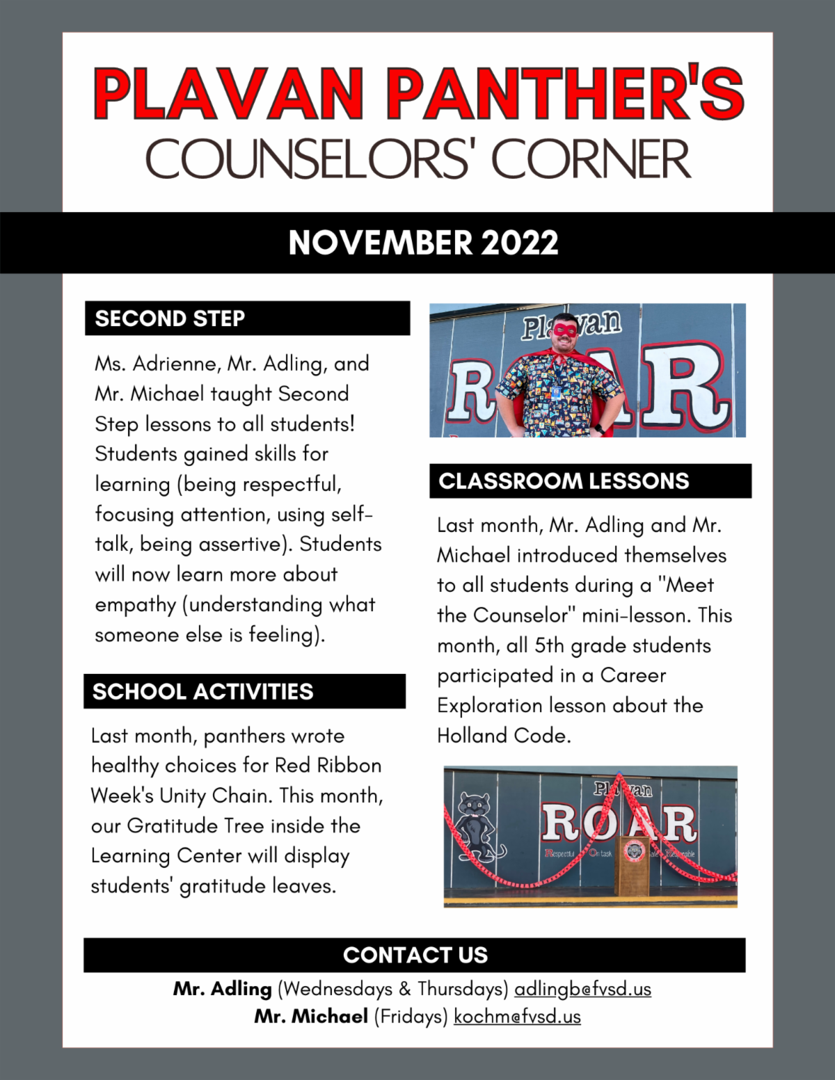 2022-2023 Plavan Panther Pride Issue #3 November 12, 2022