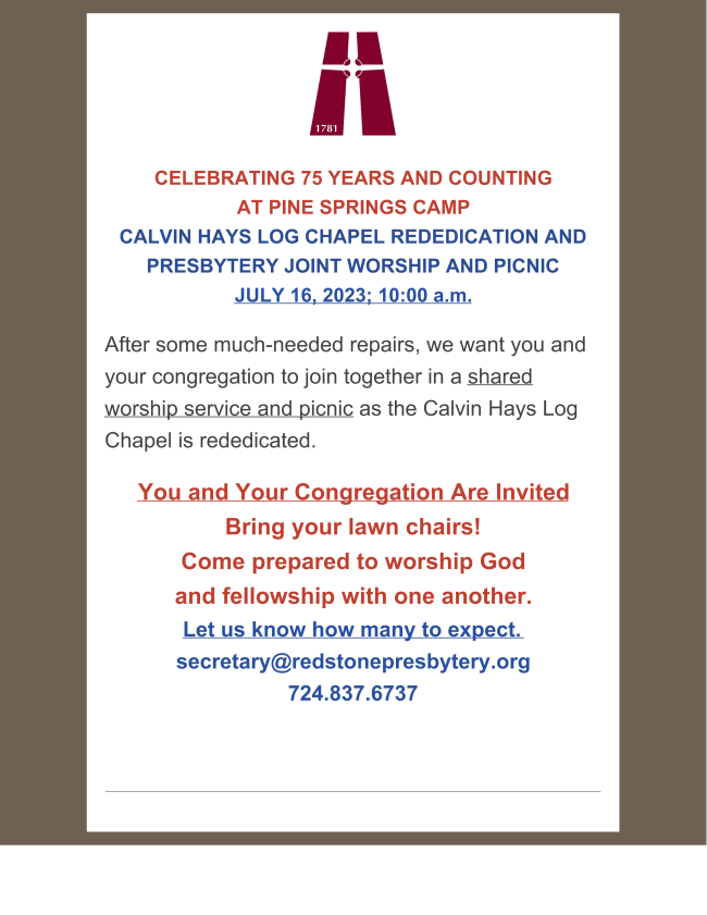 Redstone Presbytery eNews