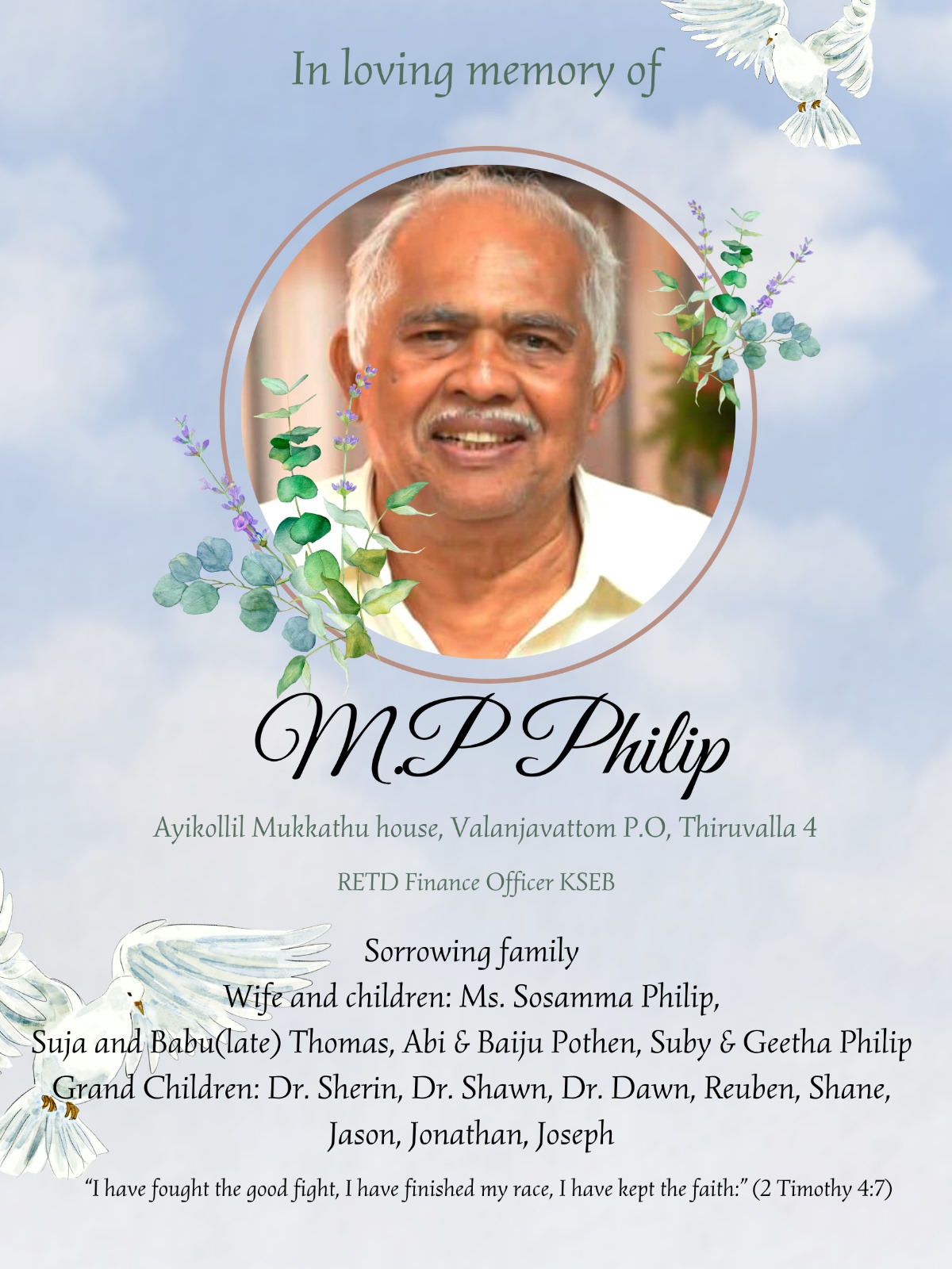 SAD NEWS: Mr. M.P. Philip (85), father of our member, Mr. Abi Pothen ...