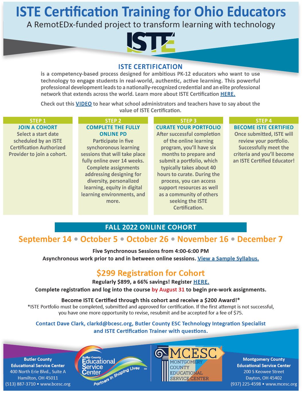 ISTE Certification training for Ohio educators is now $299 for a ...