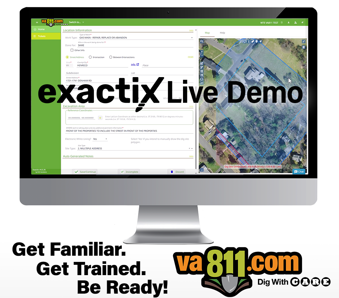 VA811 LATEST EXACTIX UPDATES | Get Familiar. Get Trained. Get Ready