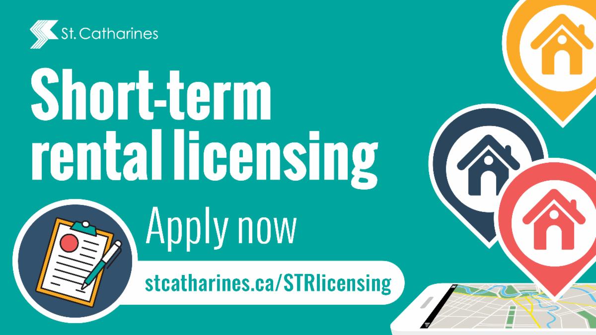 Blue banner with a map stating Short-term Rental license applications ...