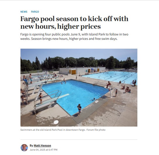 Fargo Park District - Weekly Update, June 9
