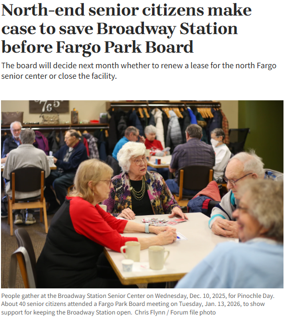 Fargo Park District - Weekly Update, January 20th