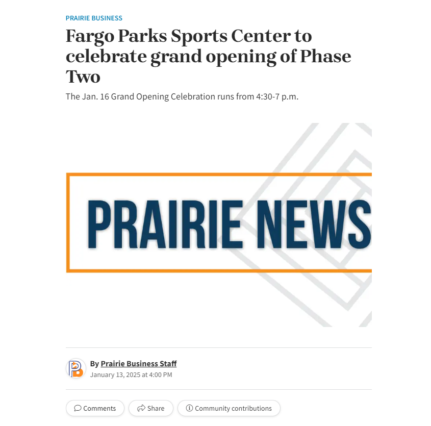Fargo Park District - Weekly Update, January 17