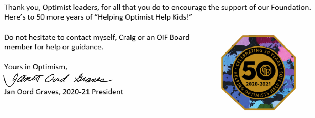 Optimist International Foundation Newsletter May 2021