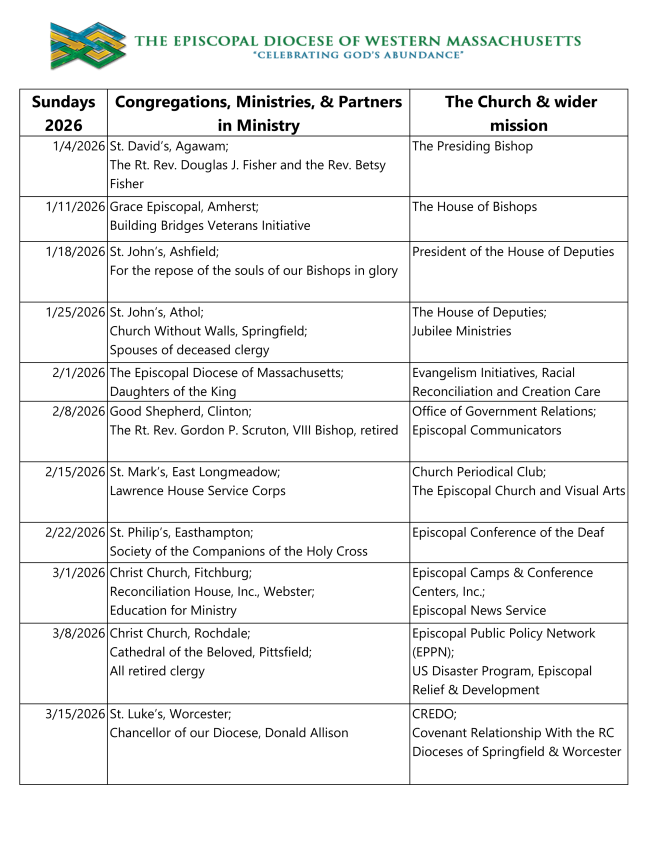 2026 Diocesan Cycle of Prayer