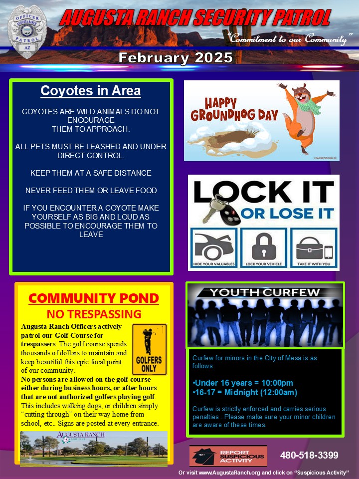 February 2025 Newsletter is Available – Augusta Ranch HOA