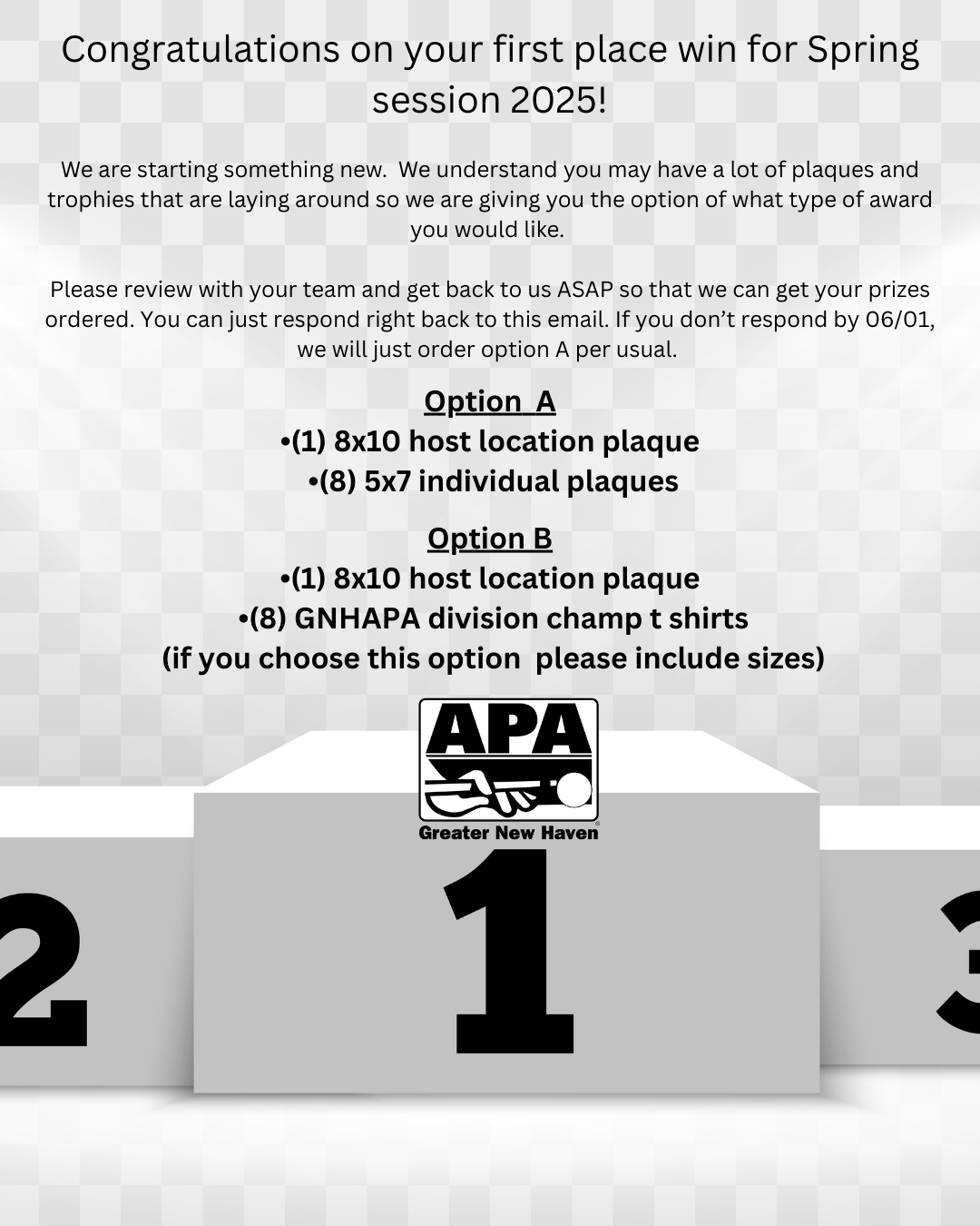 GNH APA 1st Place Teams