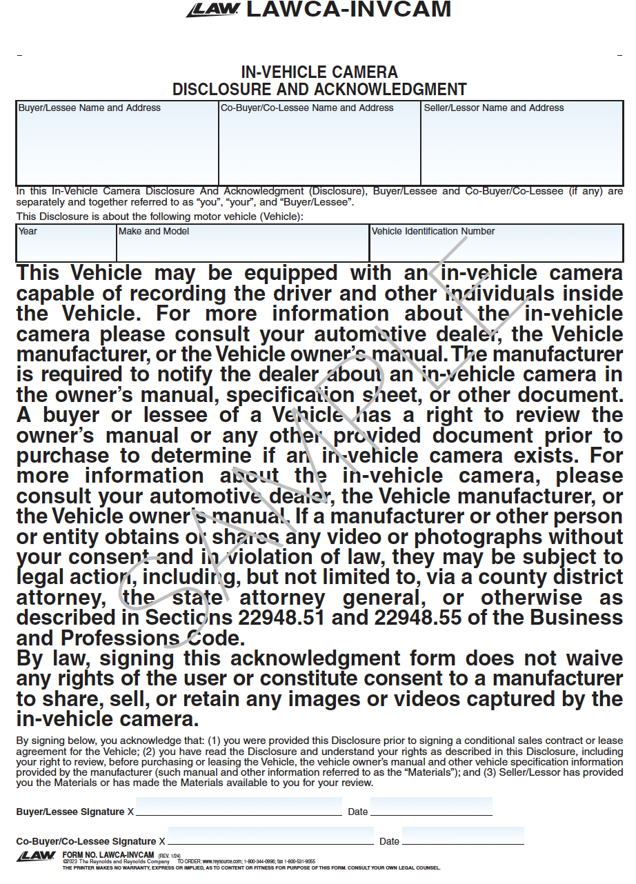 Alert: New Catalytic Converter and In-Vehicle Camera Forms