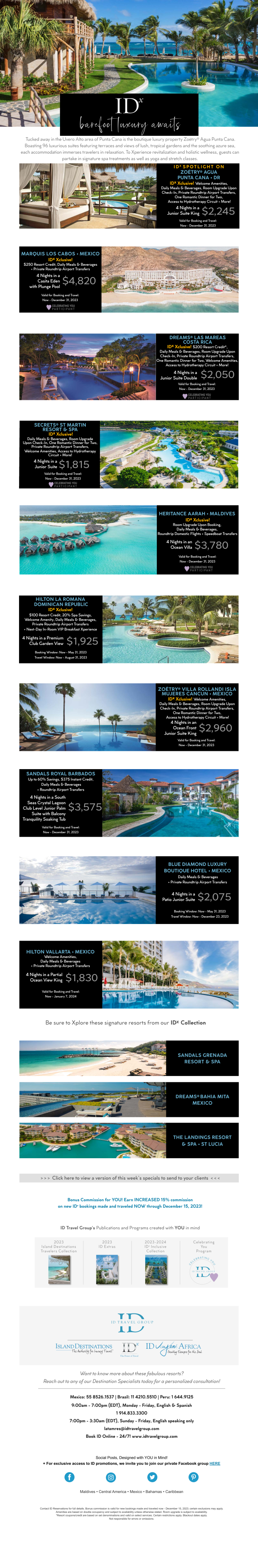 10 ID approved all-inclusives + 15% commission for you!