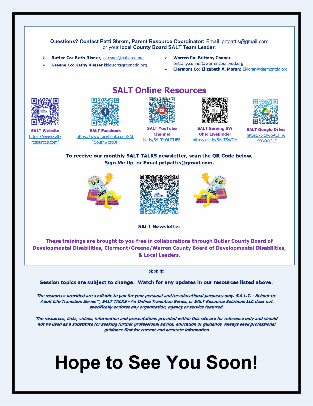 SALT TALKS - An Online Transition Series - SALT TALKS Newsletter SAVE ...