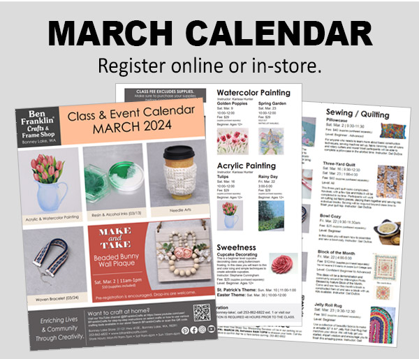 Friends, our March class calendar is out!