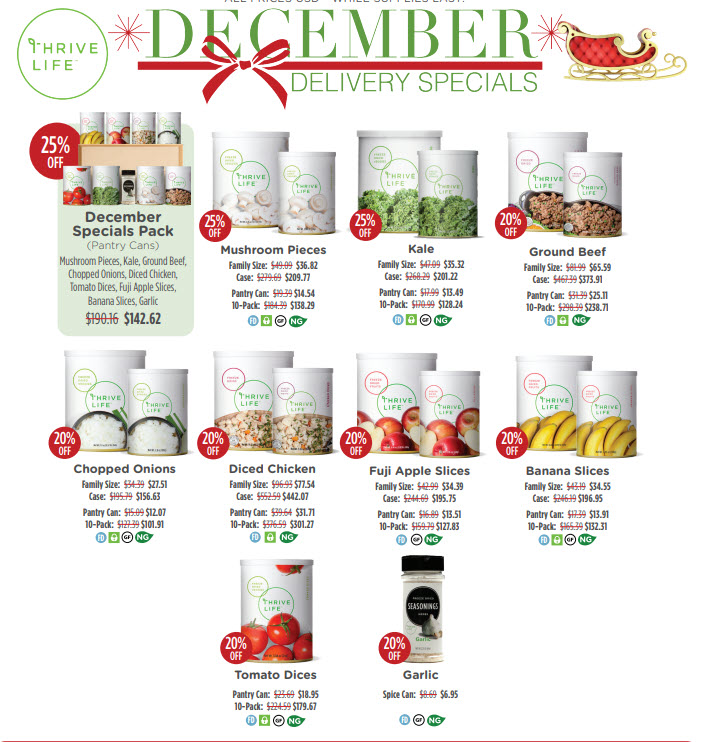 December Specials / Thrive Life Freeze Dried Foods